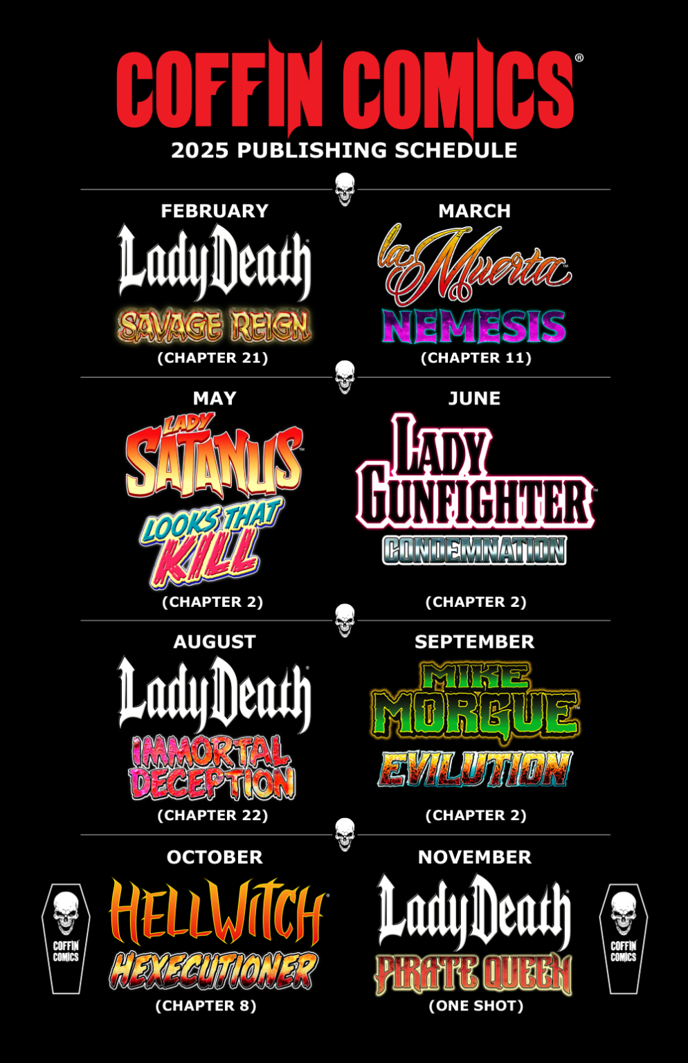 2025 COFFIN COMICS PUBLISHING SCHEDULE REVEALED! - Coffin Comics